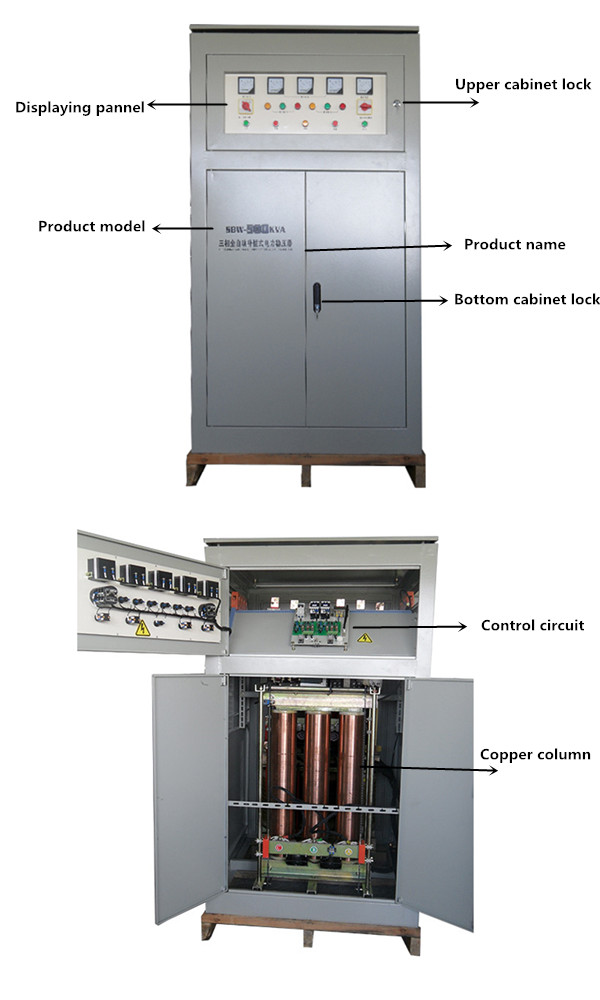 Automatic Industrial Voltage Stabilizer 500KVA 380V Three Phase Meter ...